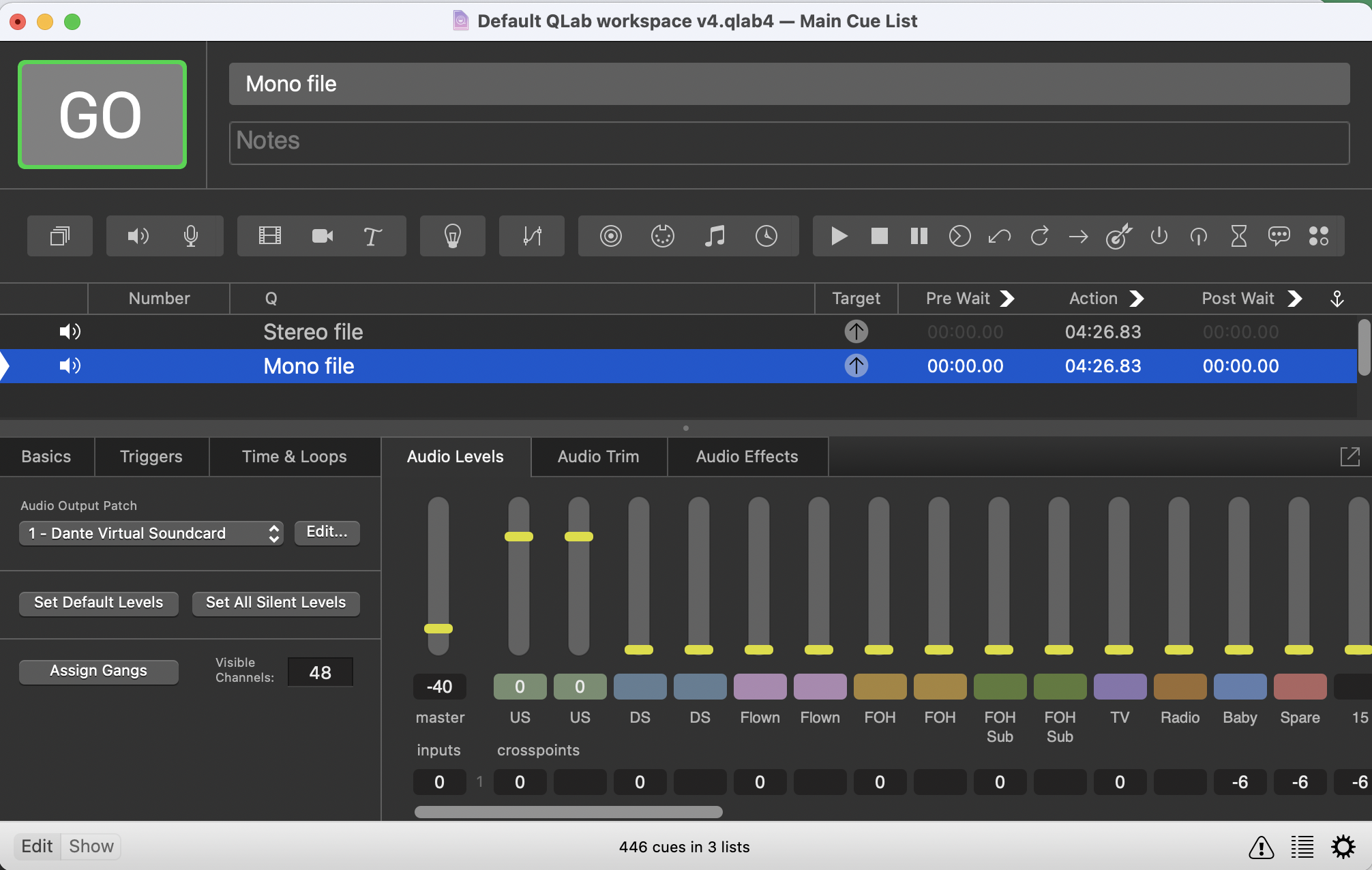 Qlab Setup Gareth Fry Sound Design