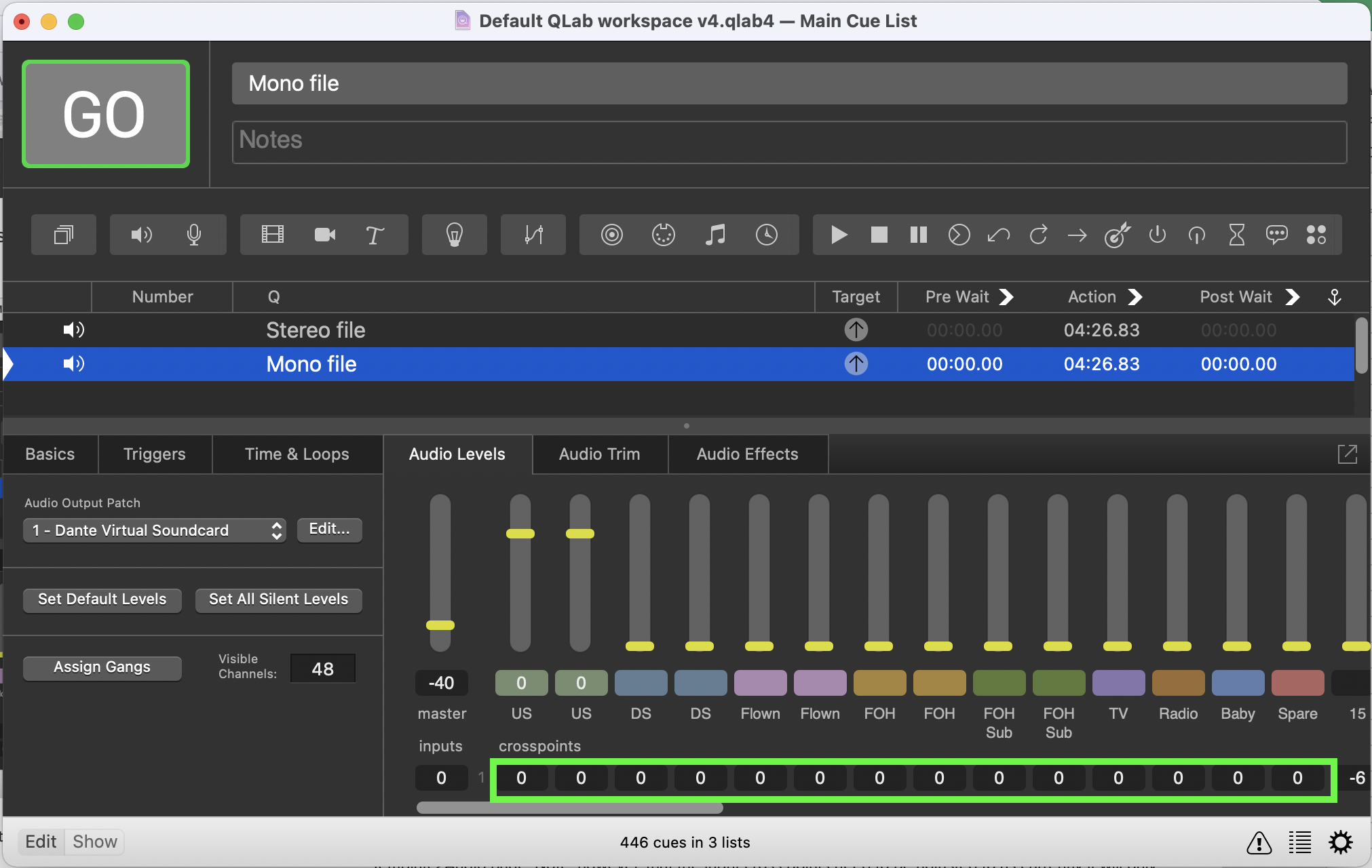 Qlab Setup Gareth Fry Sound Design