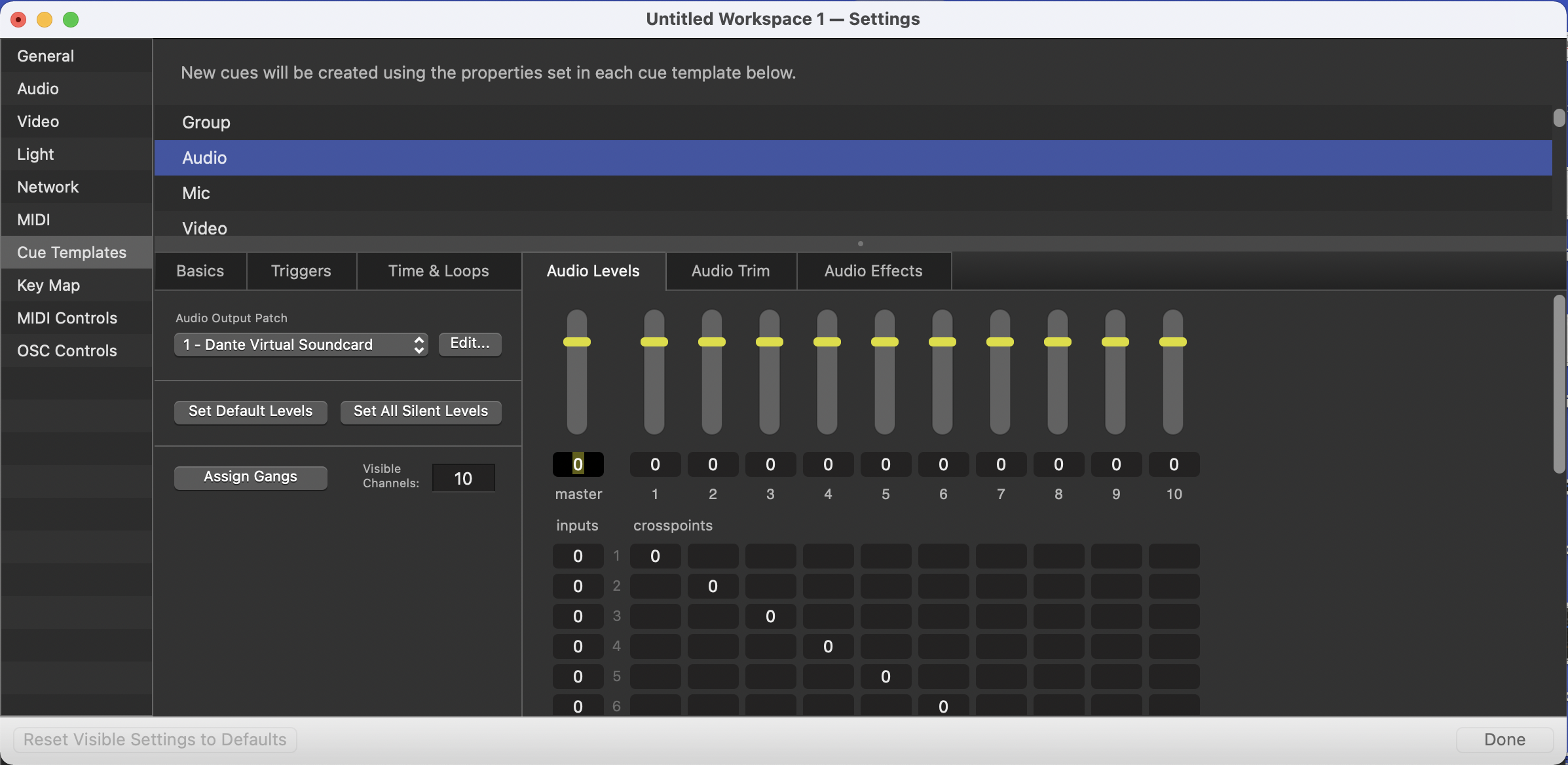 QLab Setup — Gareth Fry - Sound Design