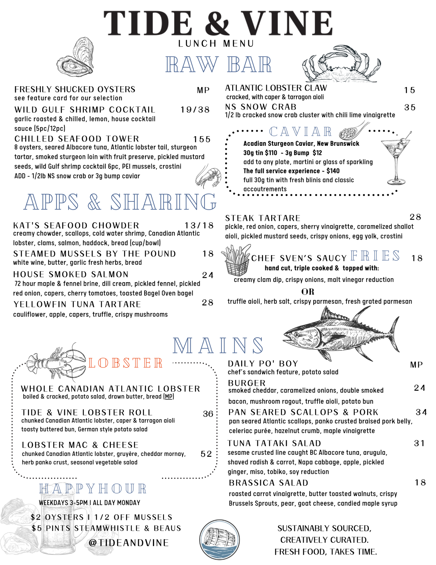 Lunch Menu — Tide & Vine