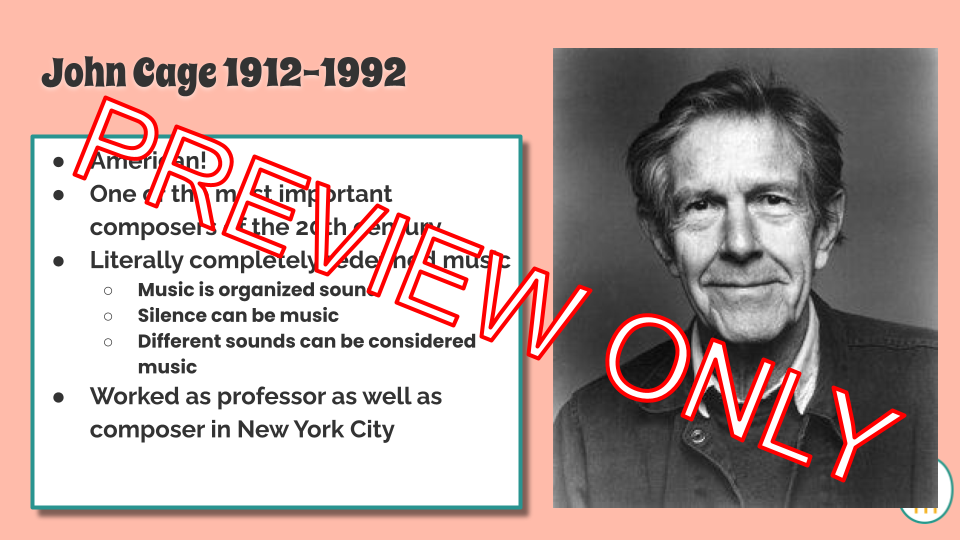 John Cage Composer Study: Complete Lesson Plan and Materials — Ms ...
