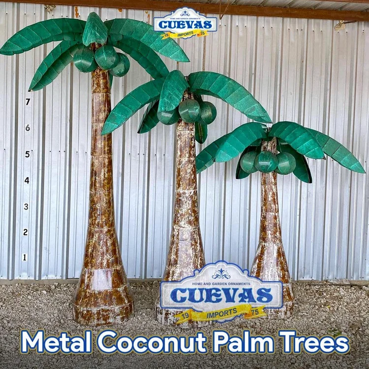Handcrafted Metal Palm Trees | Metal Yard Art Sculptures | Cuevas Imports