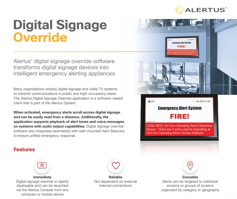 Digital Signage Override - Alertus Technologies