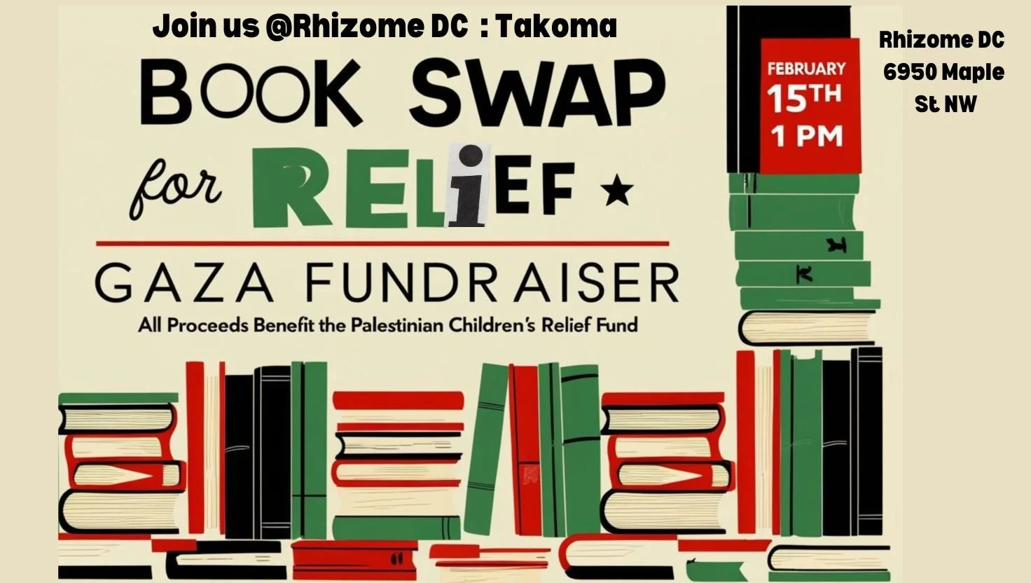 Book Swap for Relief: Gaza PCRF Fundraiser — Rhizome DC