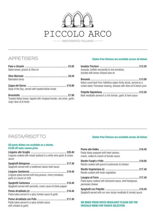 Menu — Piccolo Arco