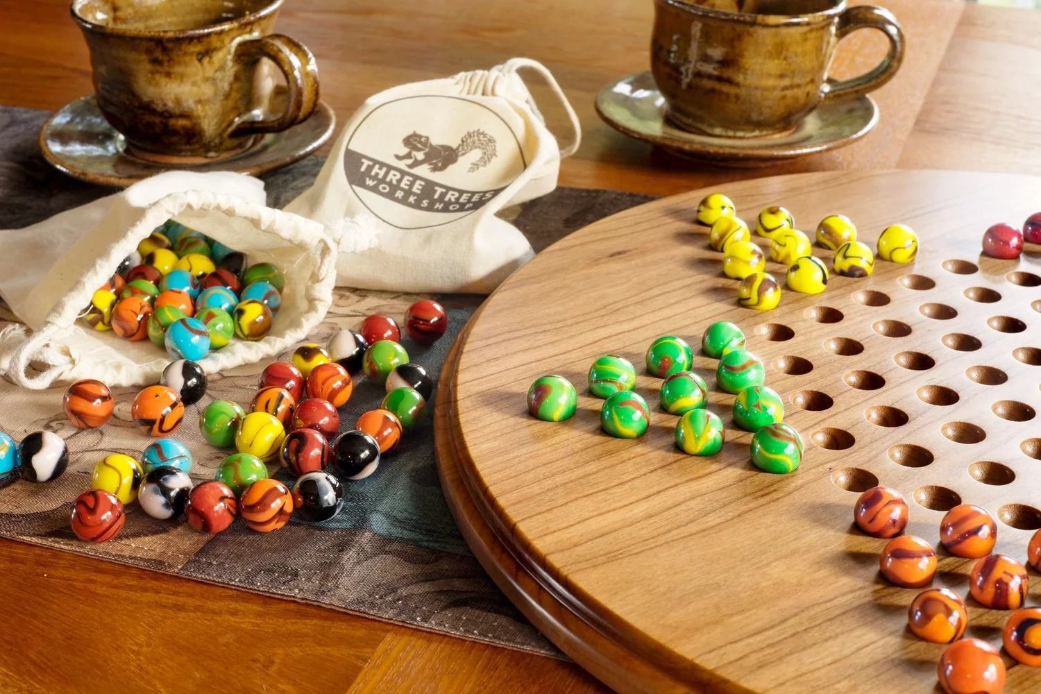 Handmade Wooden Chinese Checkers Boards with Marbles — Three Trees ...
