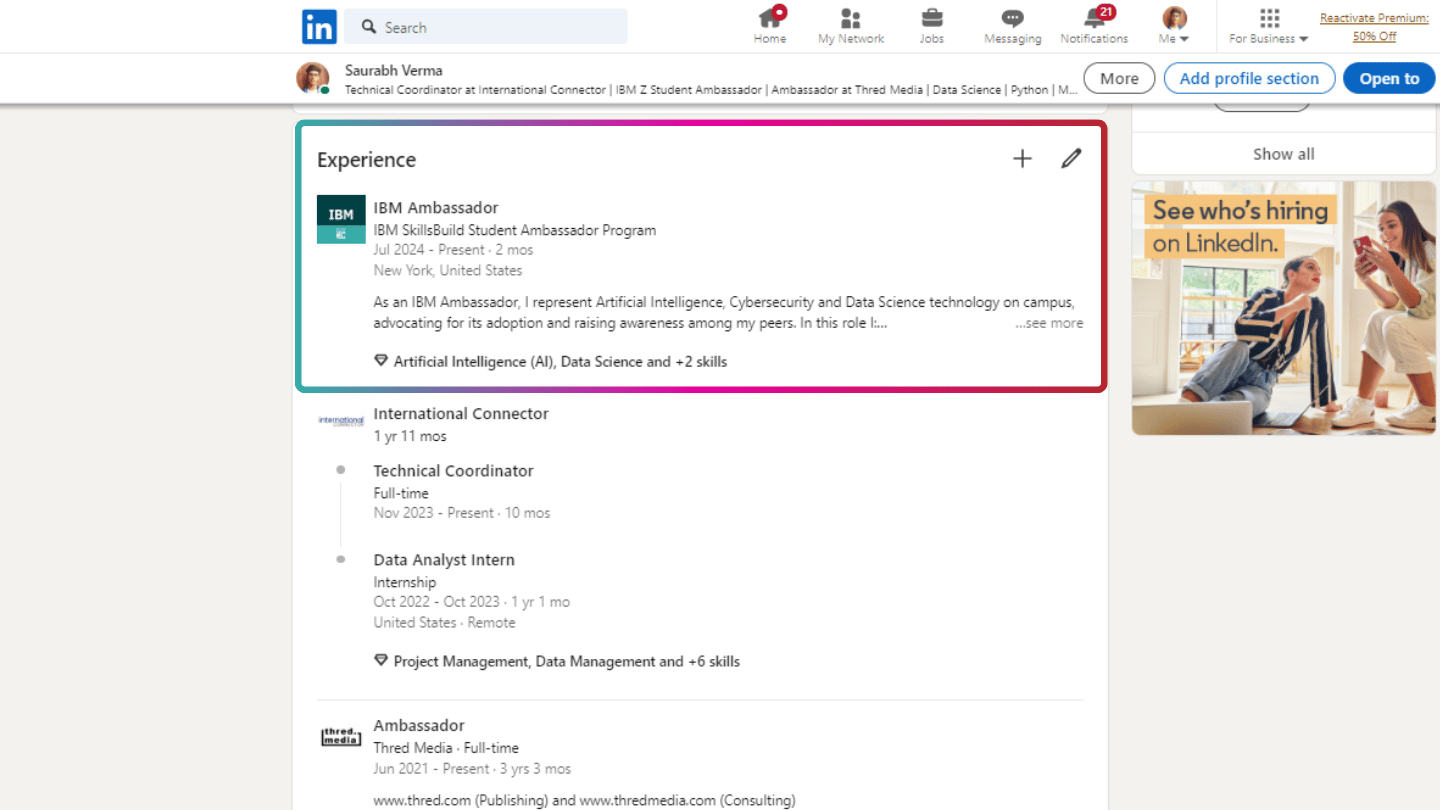 IBM Skillsbuild LinkedIn — Your Big Year