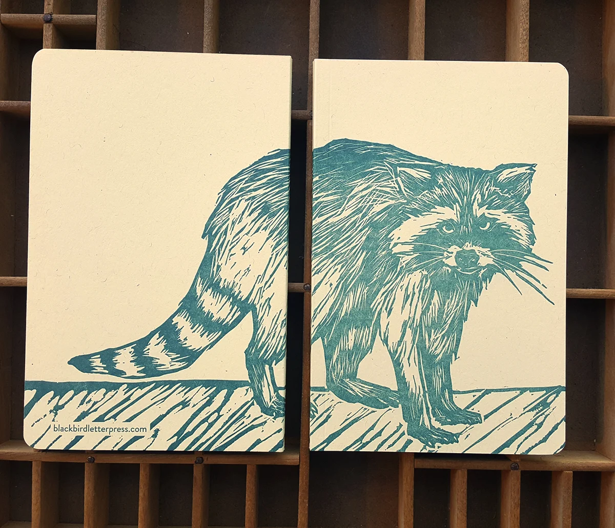 Raccoon letterpress notebook — Blackbird Letterpress