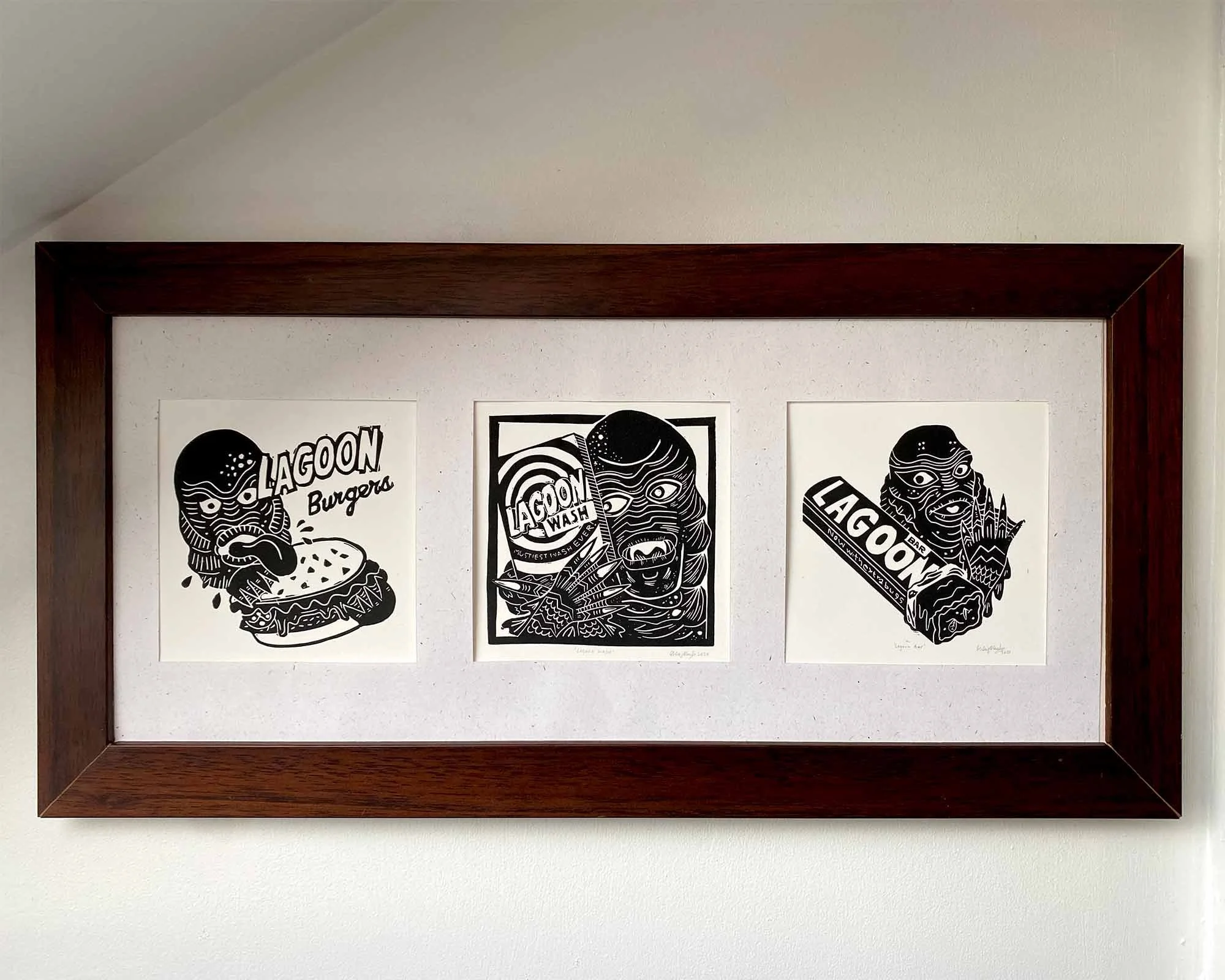 Lagoon Creature Linocut Prints. Set of Three. — BLOCKFOREST