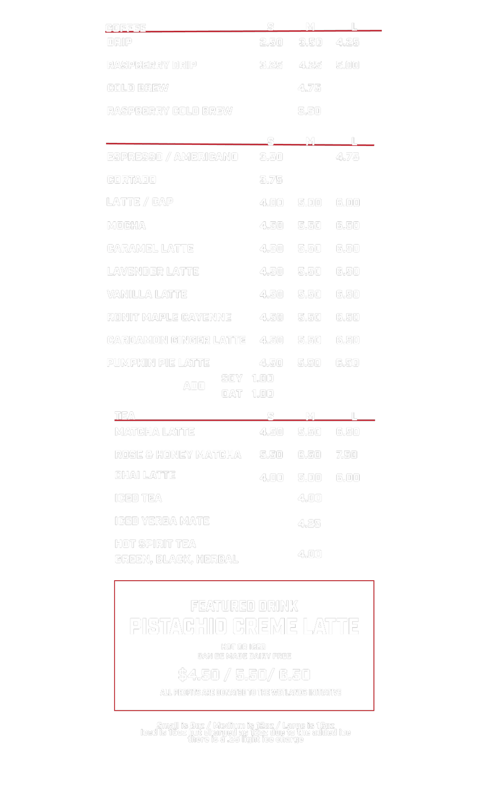 Menu — Damn Fine Coffee Bar