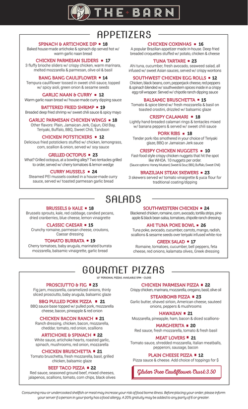 All Day Menu — The Barn Bowl & Bistro