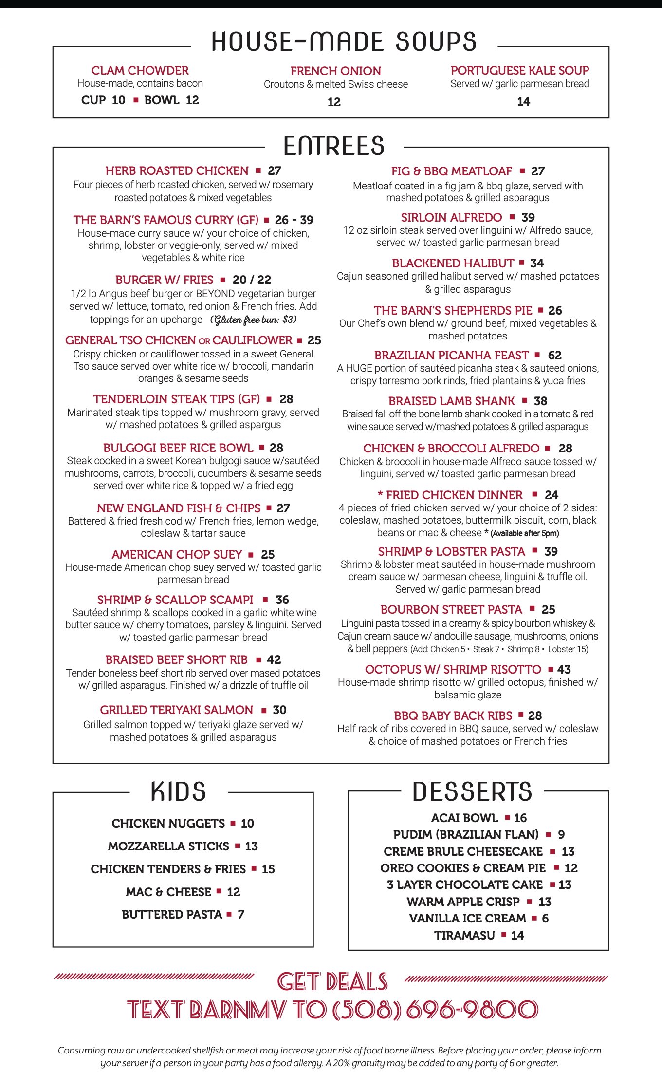 All Day Menu — The Barn Bowl & Bistro