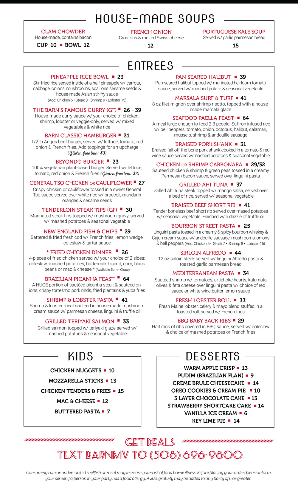 All Day Menu — The Barn Bowl & Bistro