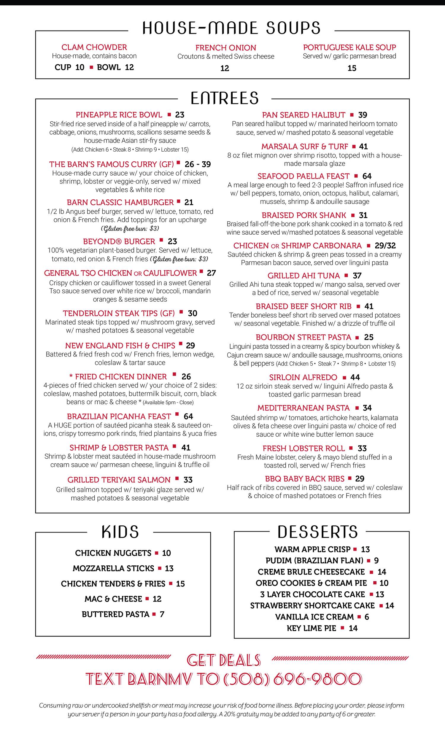 All Day Menu — The Barn Bowl & Bistro