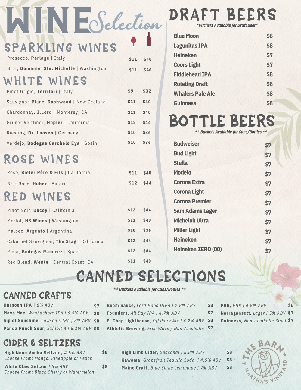 Cocktail Menu — The Barn Bowl & Bistro