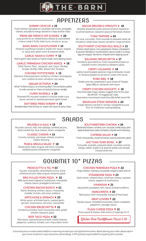 All Day Menu — The Barn Bowl & Bistro