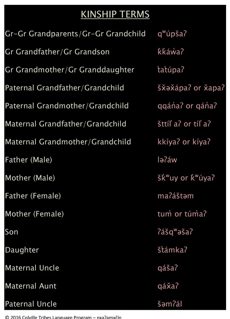 Kinship — Colville Tribes Language Program