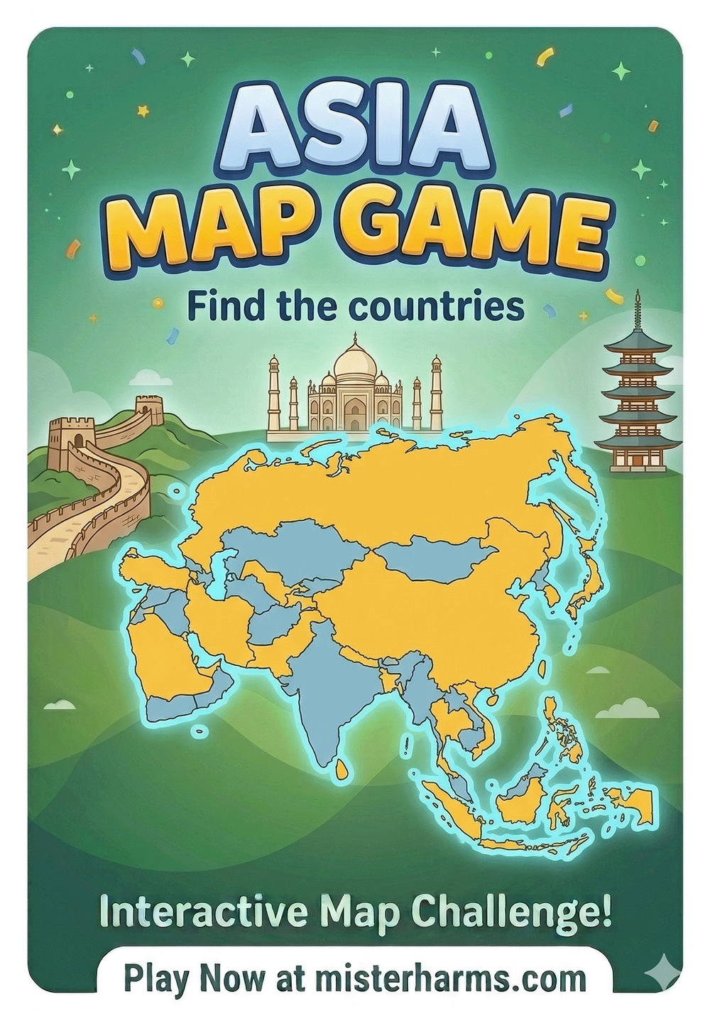 Interactive Asia Map Game: Free Geography Quiz