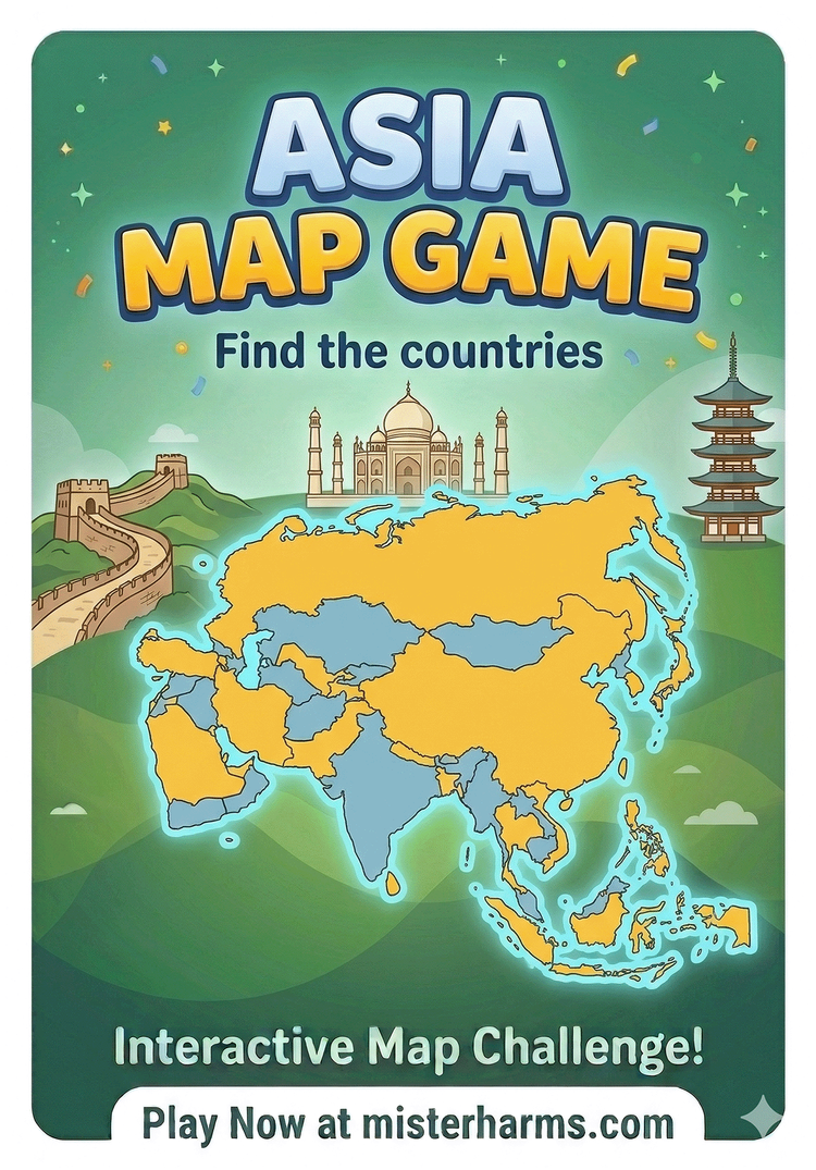 Interactive Asia Map Game: Free Geography Quiz