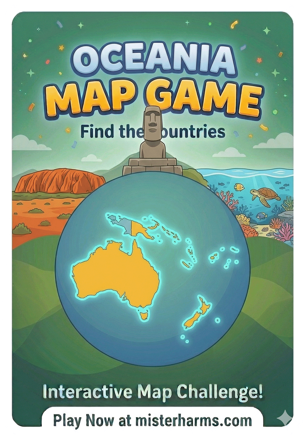 Interactive Oceania Map Game: Free Geography Quiz