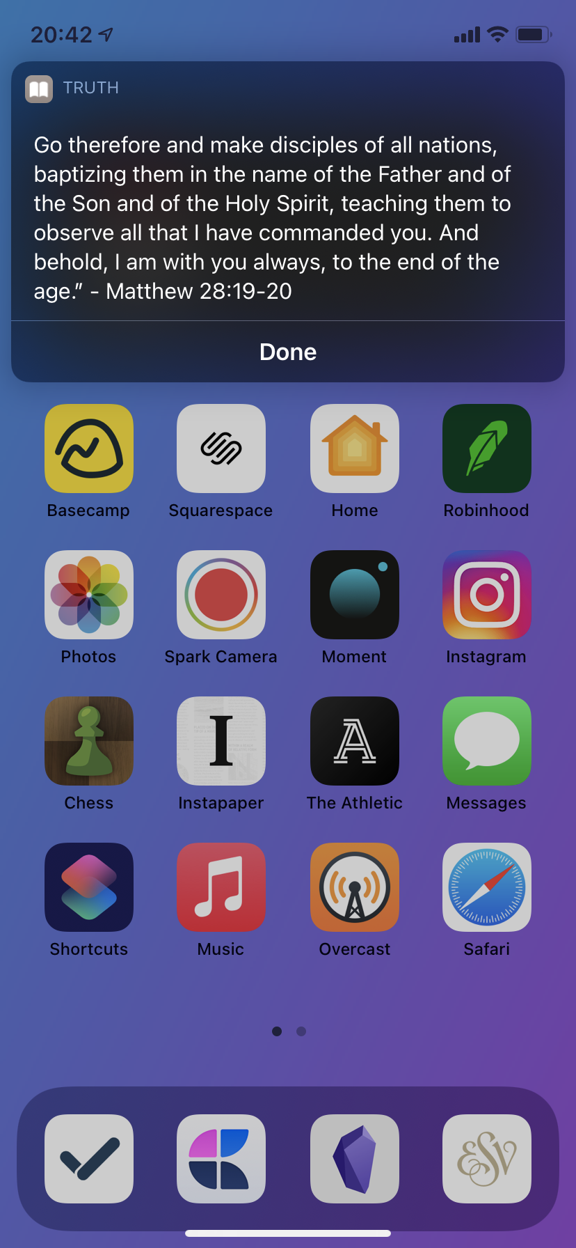 custom iOS Shortcut to show Bible verses on your home screen — cam brennan