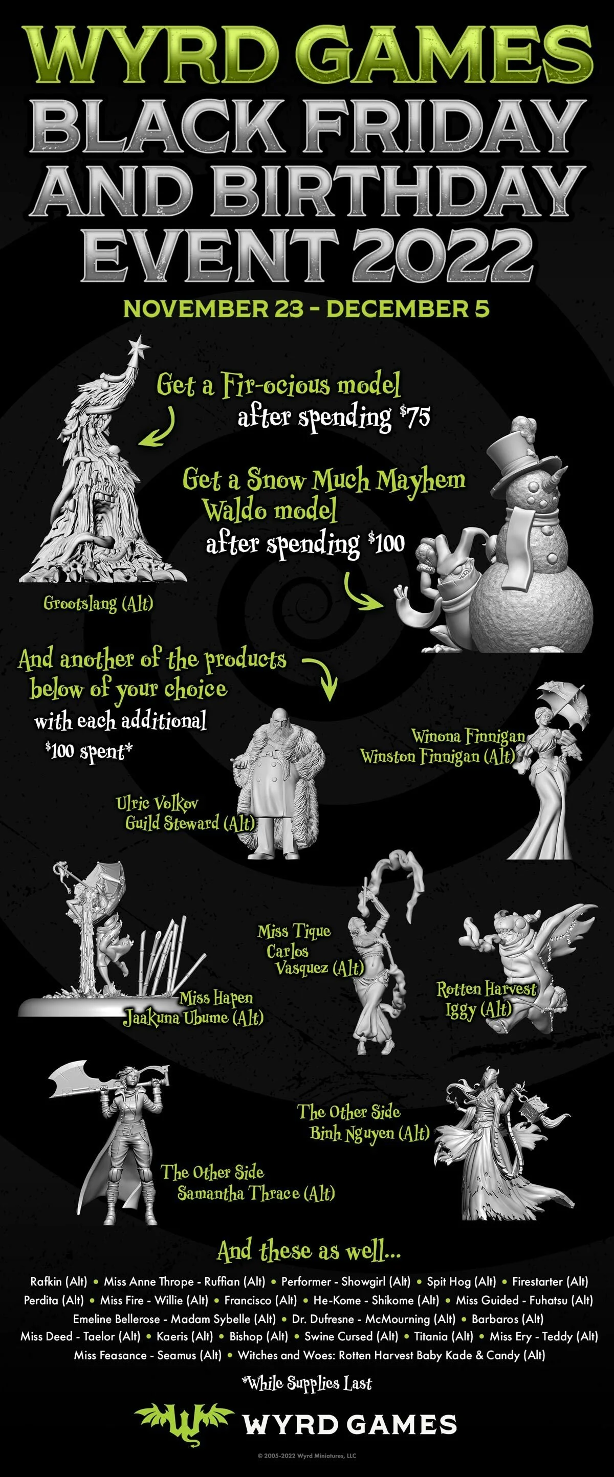 Waldo's Weekly - Black Friday and Birthday Event 2022 Details — Wyrd Games