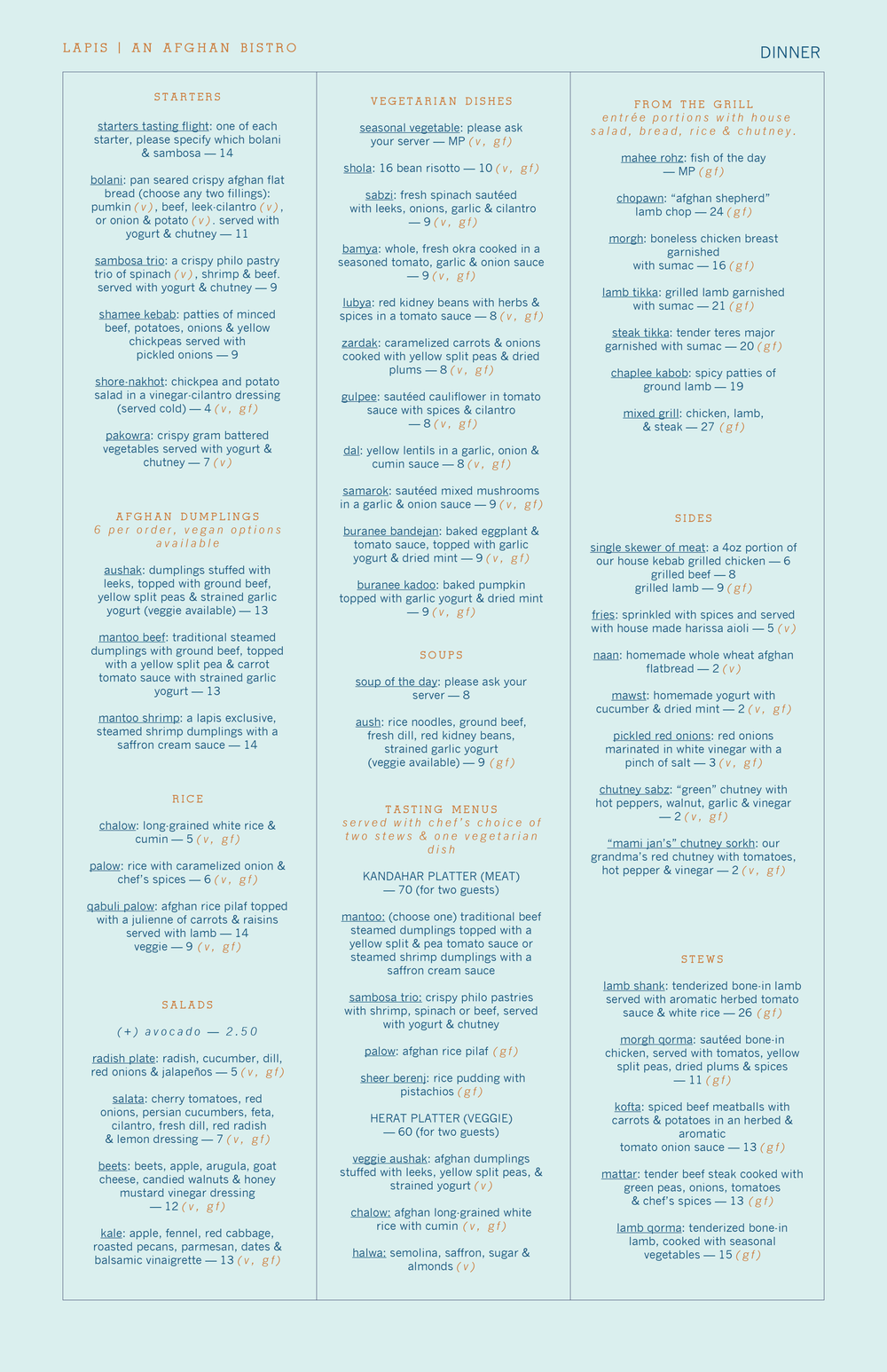 Lapis – Supper-Menu