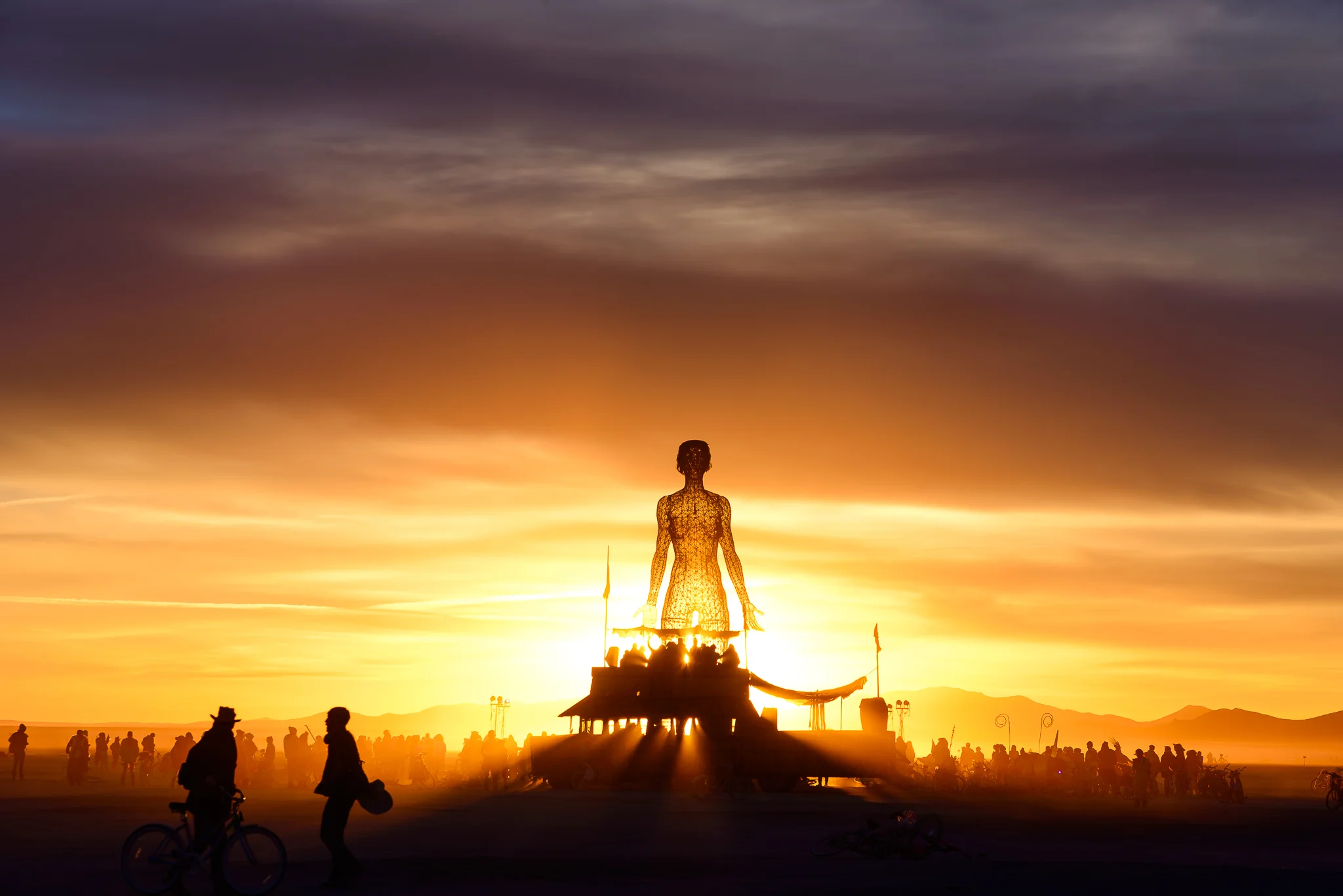 Burning Man: The Simpsons at sunrise. — Adventure Guy Photo