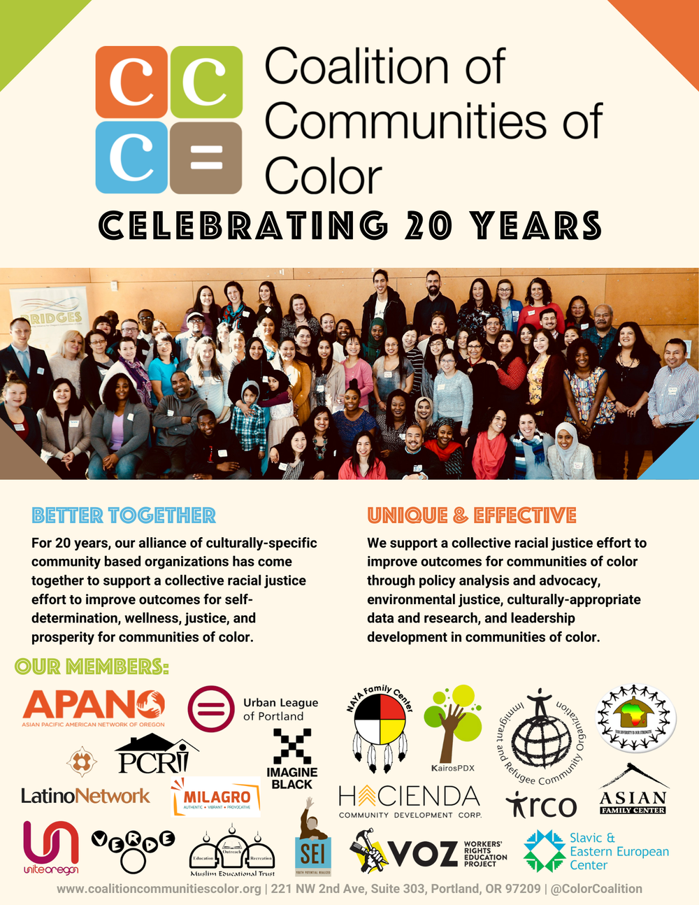 Celebrating 20 Years — Coalition of Communities of Color