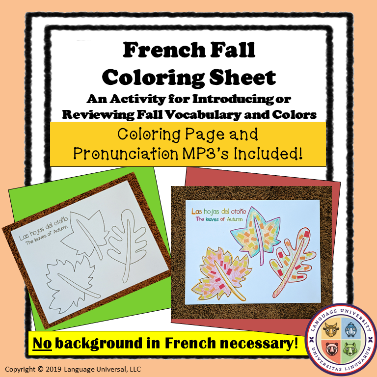 Leaves Coloring Page (French) "The Leaves of Fall" ("Les feuilles d ...