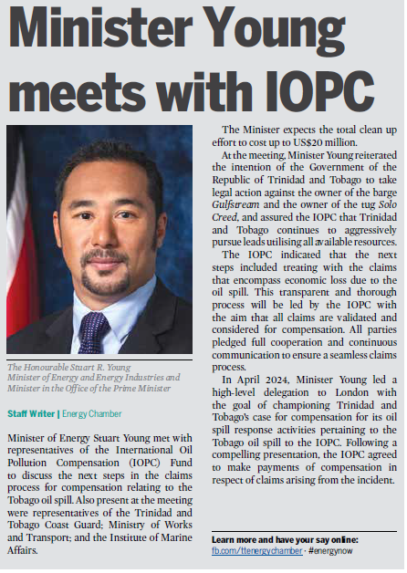 Minister Young meets with IOPC — Energy Chamber of Trinidad and Tobago