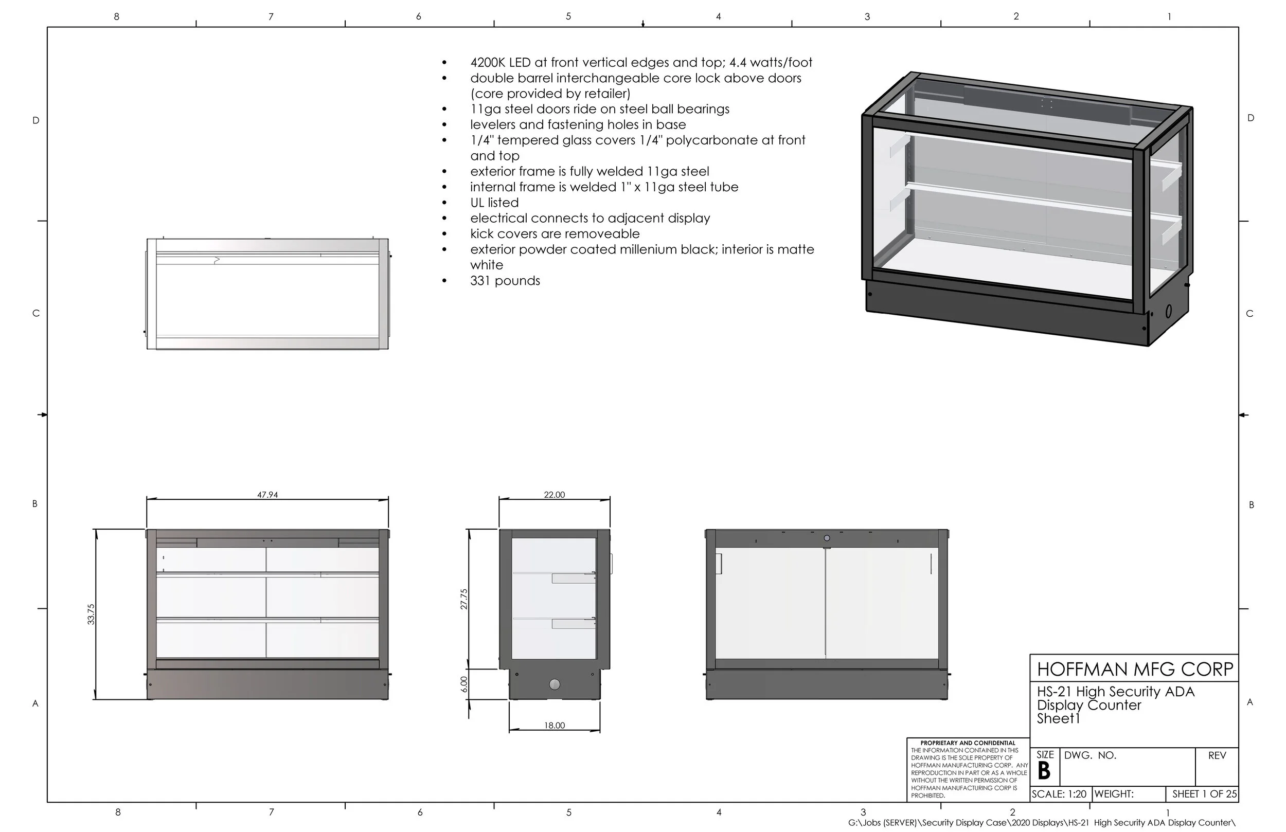 HS-21 High Security ADA Display Counter by Fortress Display - Secure ...