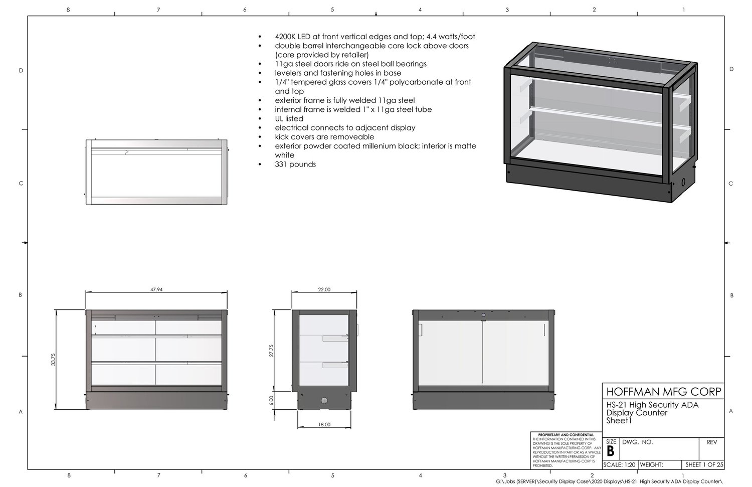 HS-21 High Security ADA Display Counter by Fortress Display - Secure ...