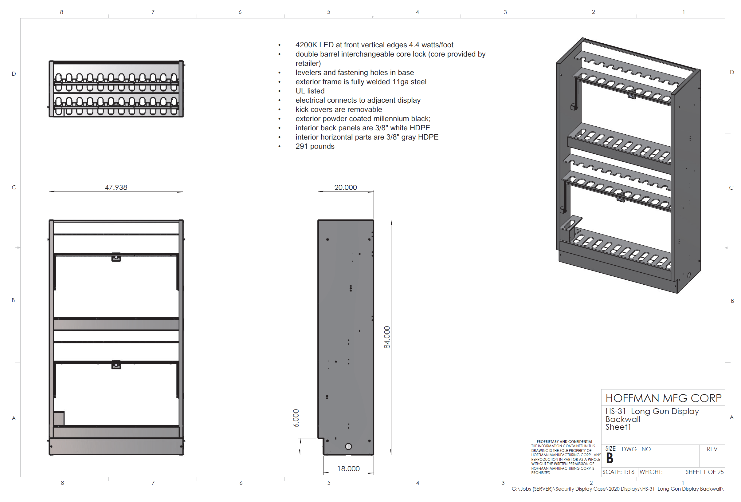 HS-31 Long Gun Display Backwall by Fortress Display - Secure Firearm ...
