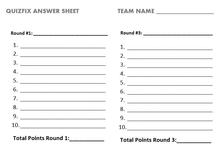 Answer Sheet Template