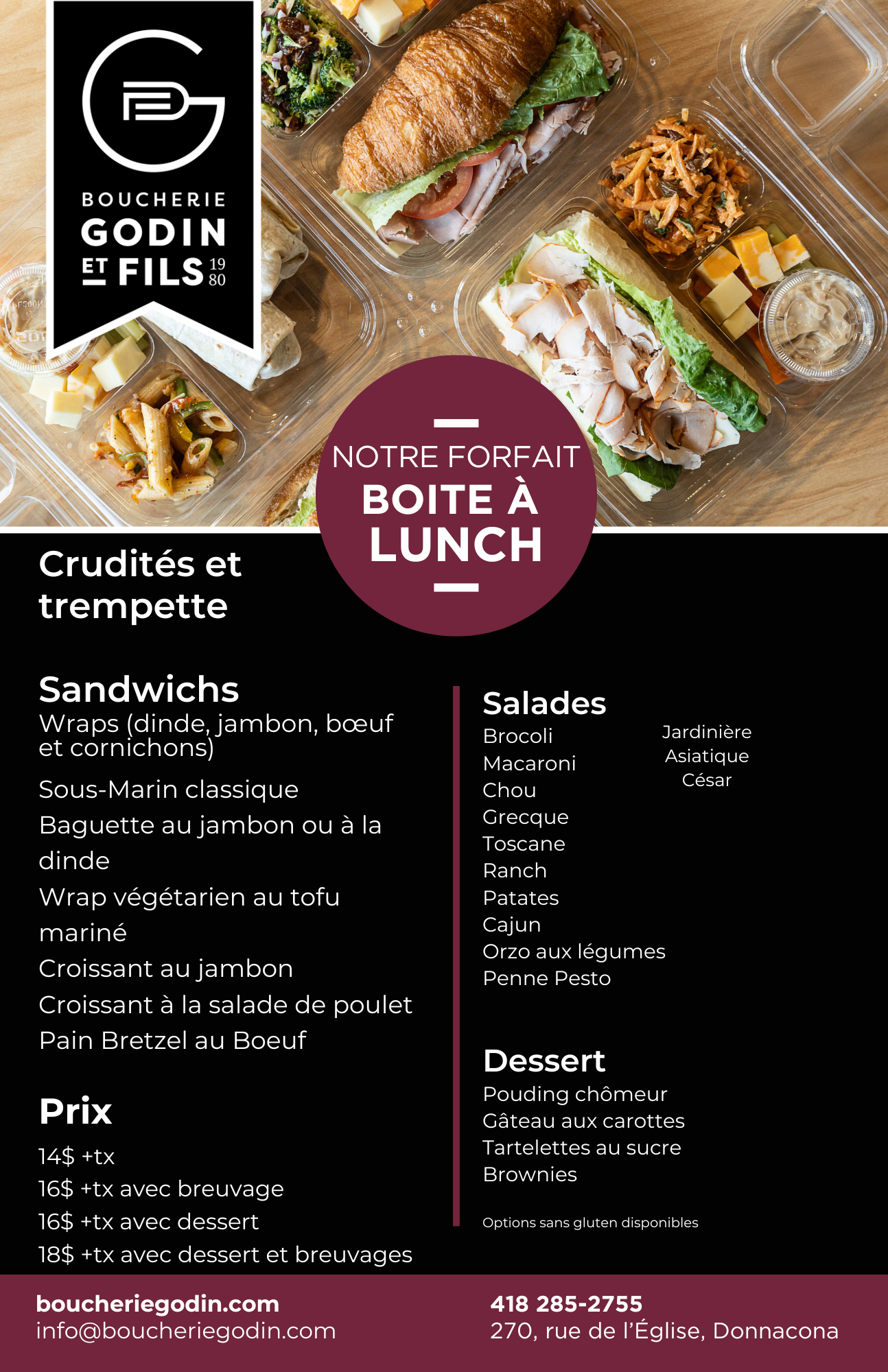 Nos forfaits — Boucherie Godin et fils