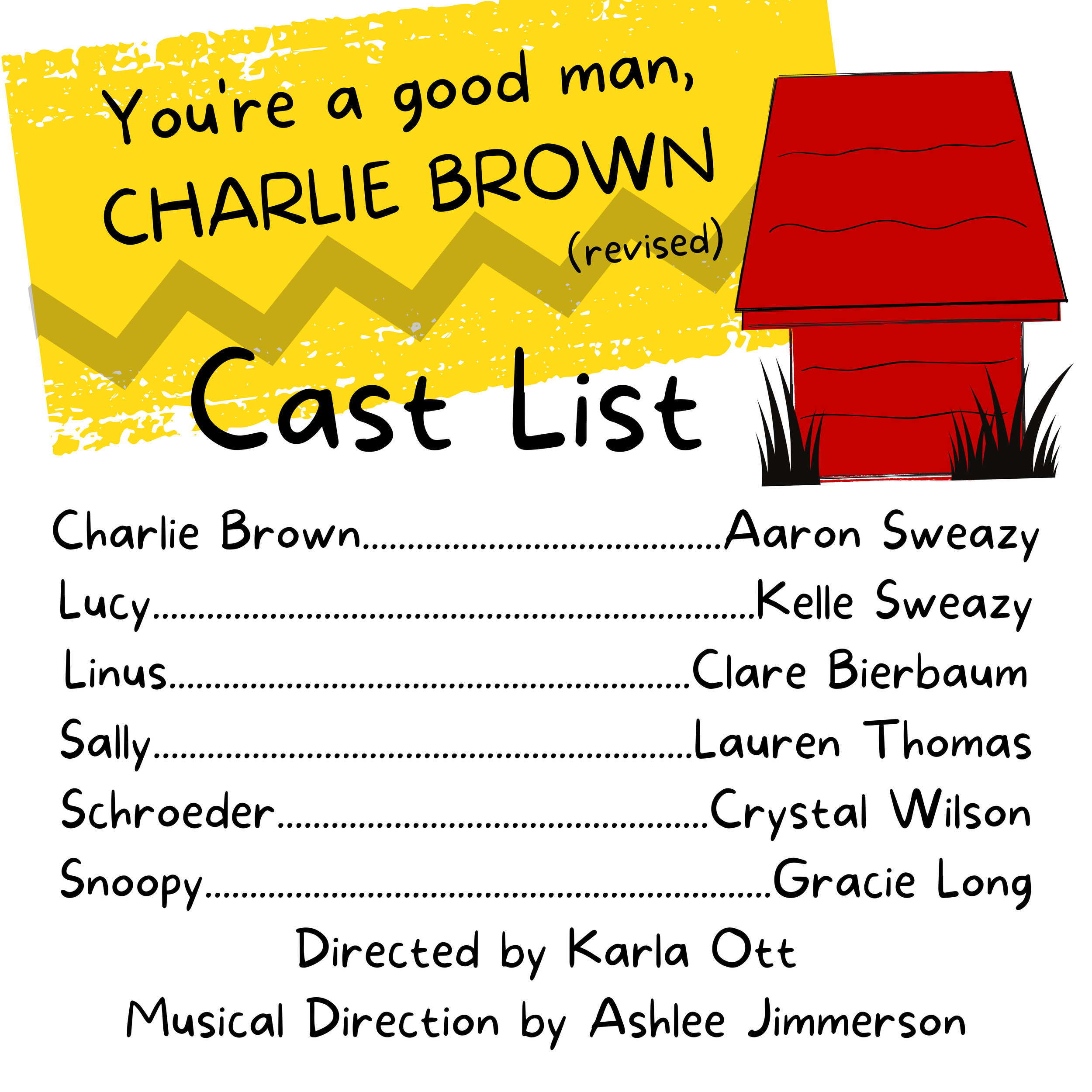 "You're a Good Man, Charlie Brown": Cast List — Yorkshire Playhouse