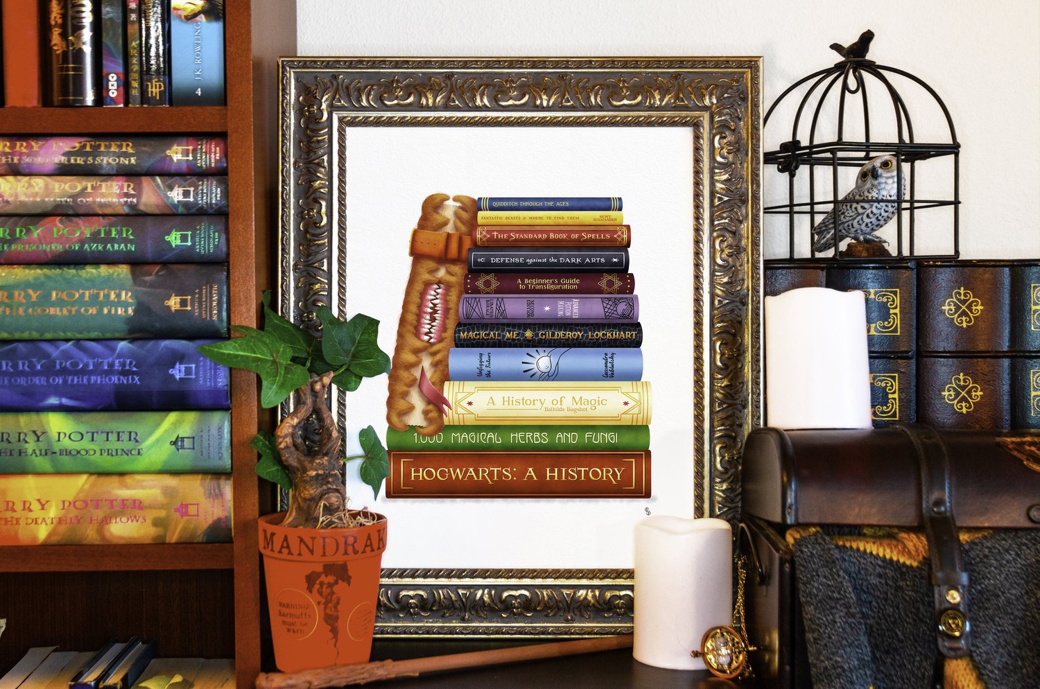 Harry Potter: Hogwarts Textbooks Book Stack Art Print — Alyssa Santo Design