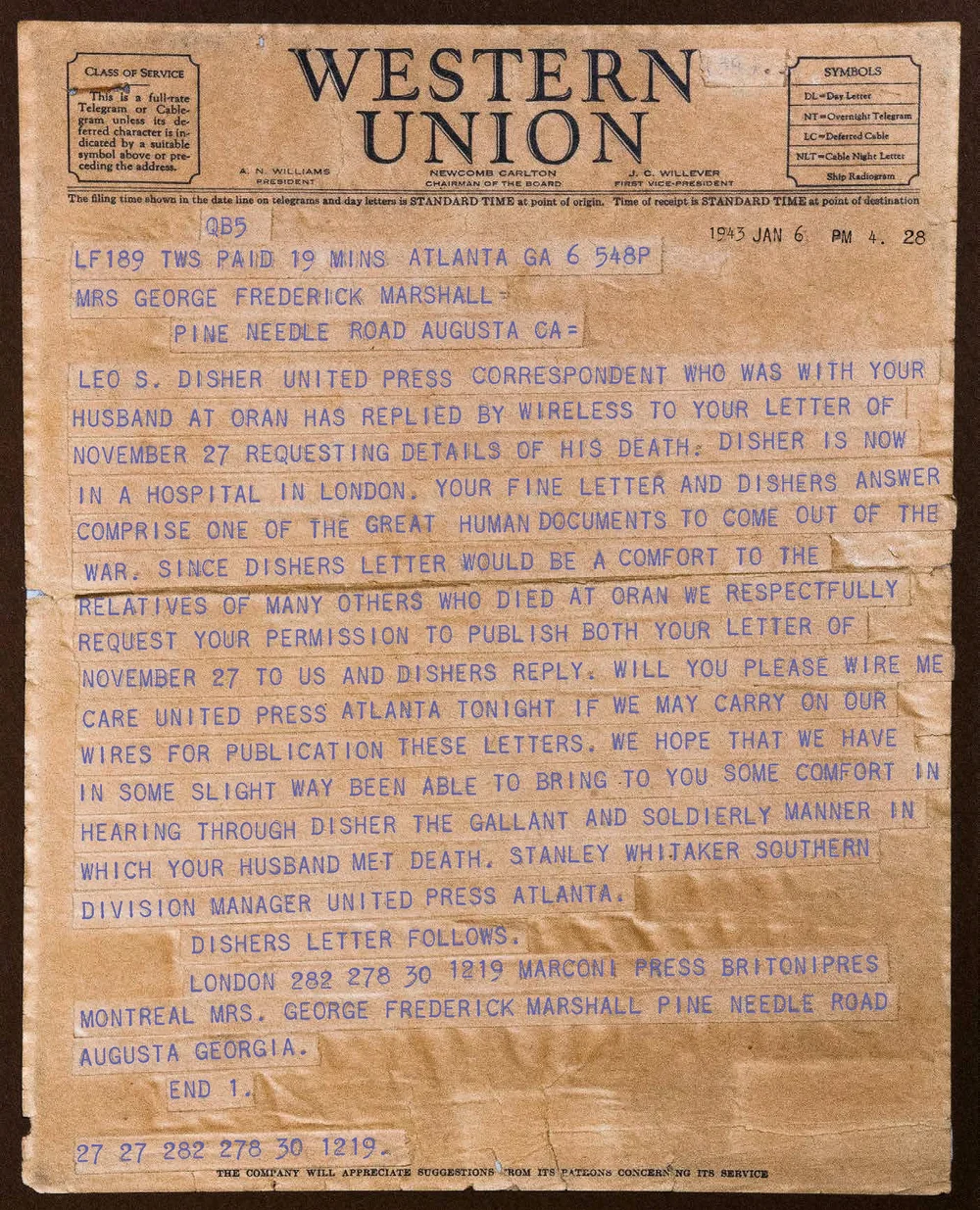 The Legacy Behind a War Telegram — The Conservation Center