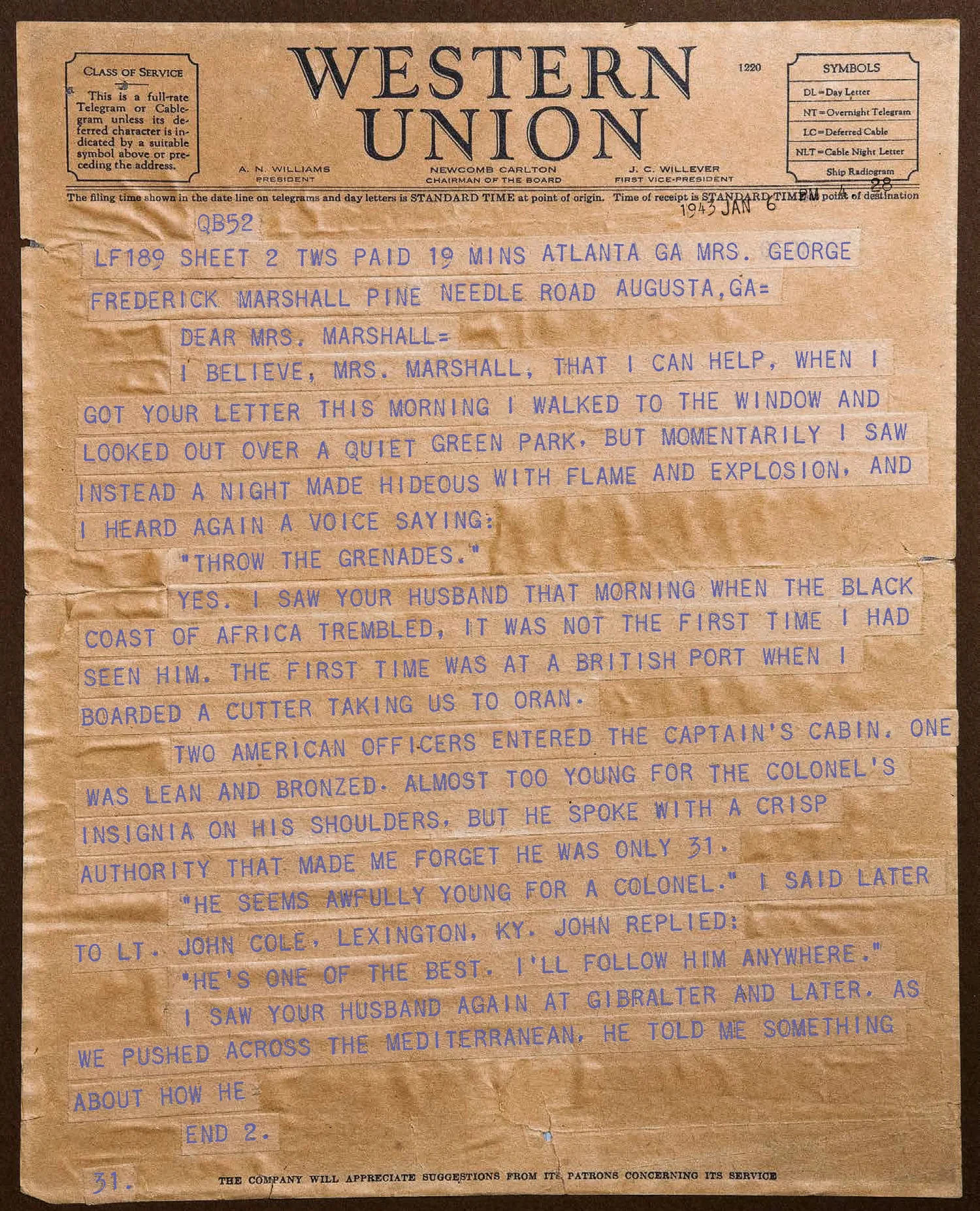 The Legacy Behind a War Telegram — The Conservation Center