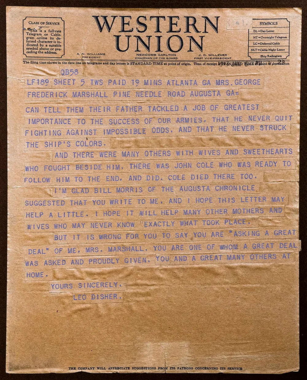 The Legacy Behind a War Telegram — The Conservation Center