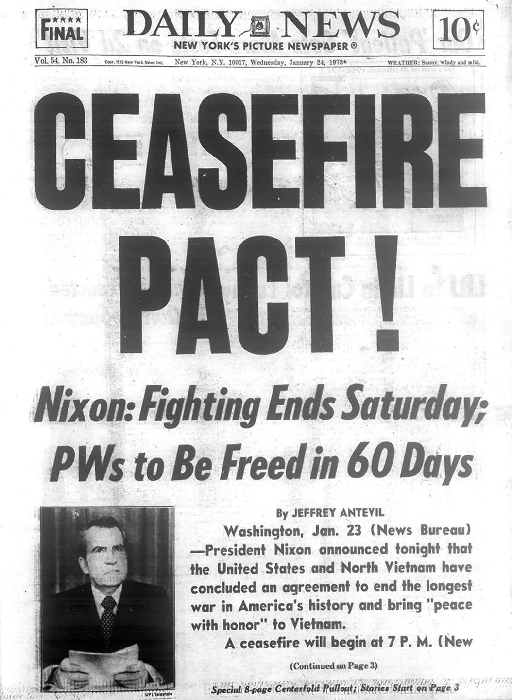 Richard Nixon: 'We have today concluded an agreement to end the war ...