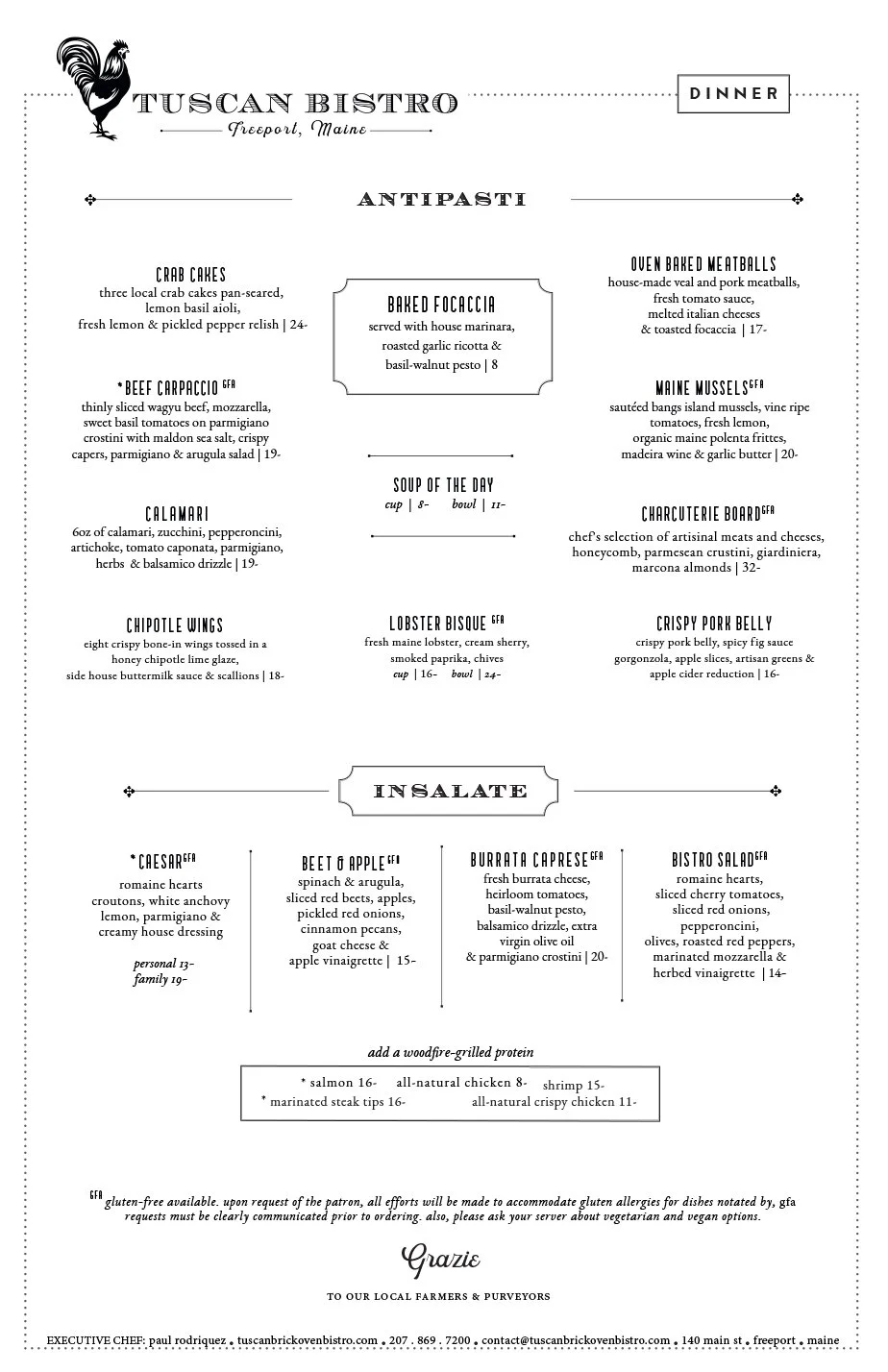 Dinner — Tuscan Brick Oven Bistro