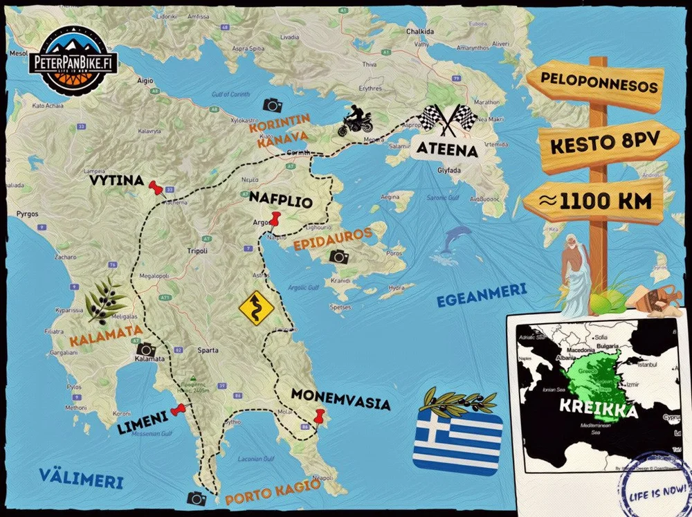 Peloponnesos | Kreikka — PeterPanBike | Seikkailuja Moottoripyörällä