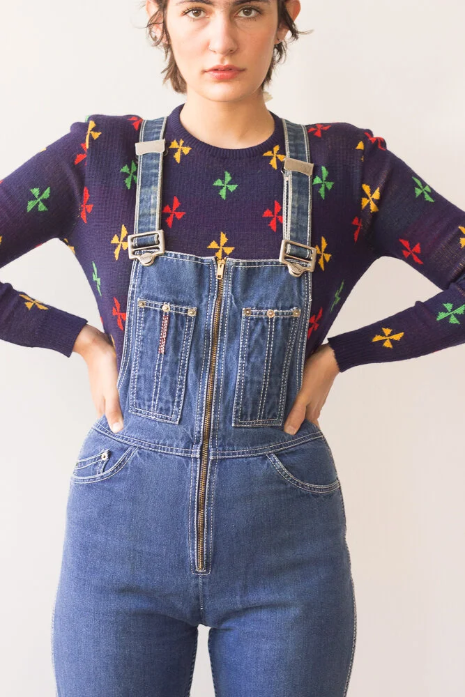 1970s Loretta Lynn Zip Front Denim Overalls — Wayward Collection
