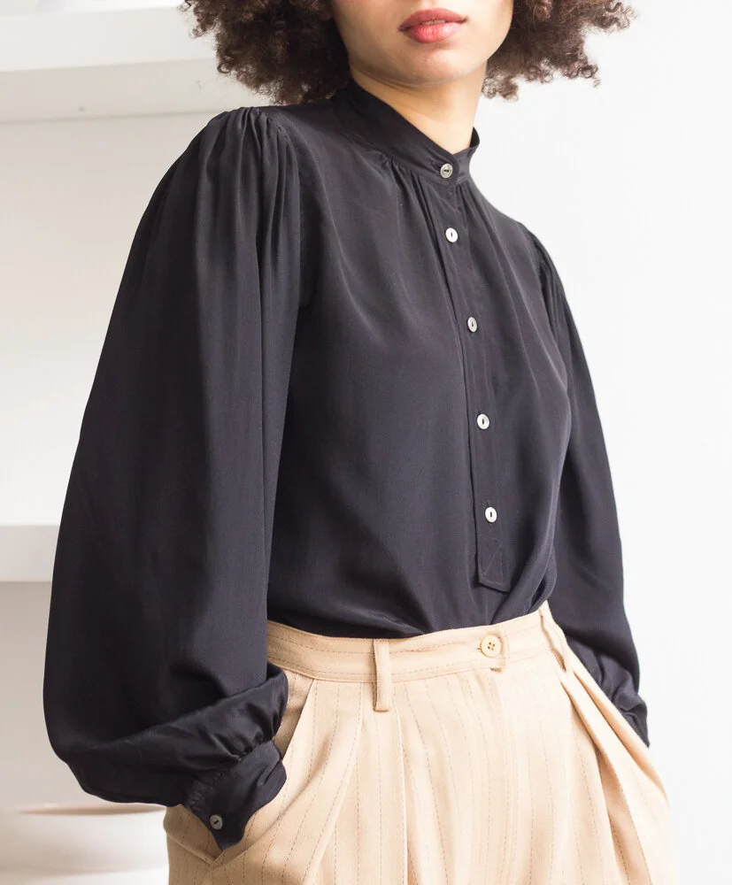 1970s Yves Saint Laurent Silk Balloon Sleeve Blouse — Wayward Collection