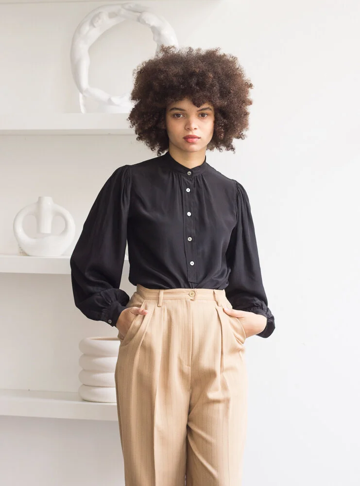 1970s Yves Saint Laurent Silk Balloon Sleeve Blouse — Wayward Collection