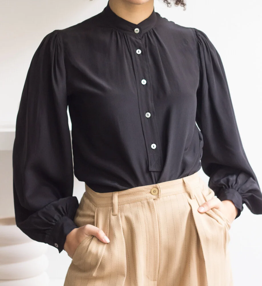 1970s Yves Saint Laurent Silk Balloon Sleeve Blouse — Wayward Collection
