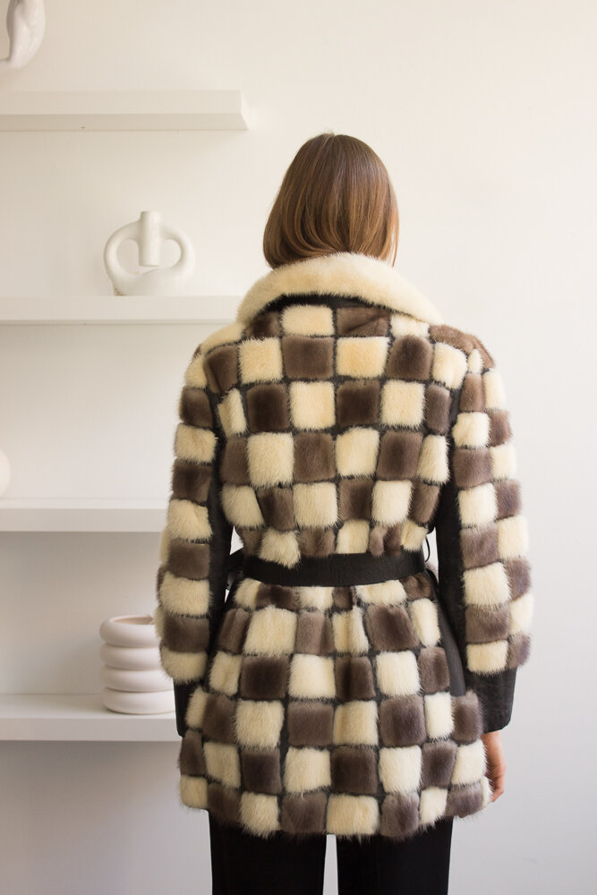 1960s Mink and Leather Checkerboard Jacket — Wayward Collection