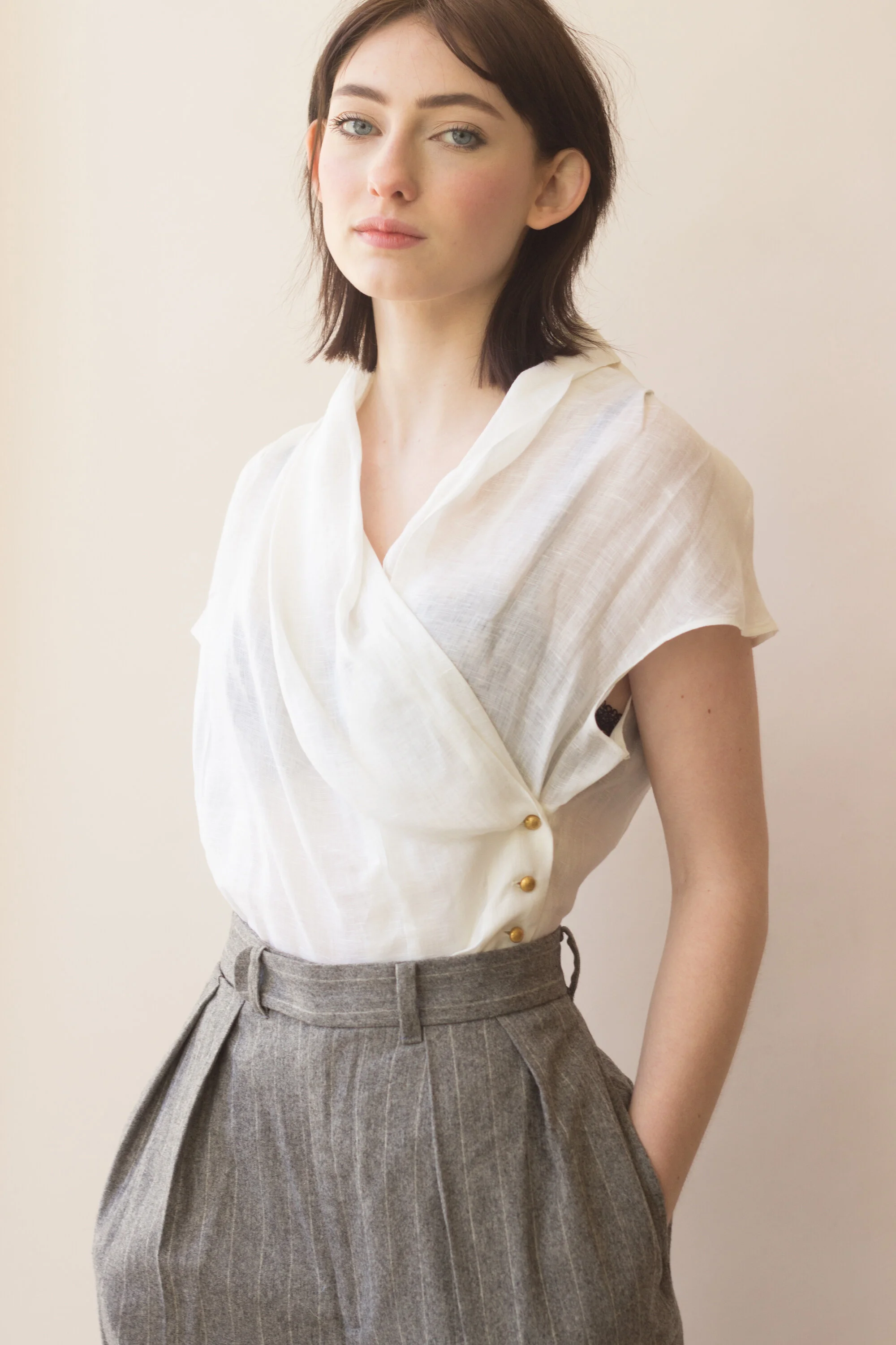 1980s Barbara Bui Sheer Linen Wrap Top — Wayward Collection